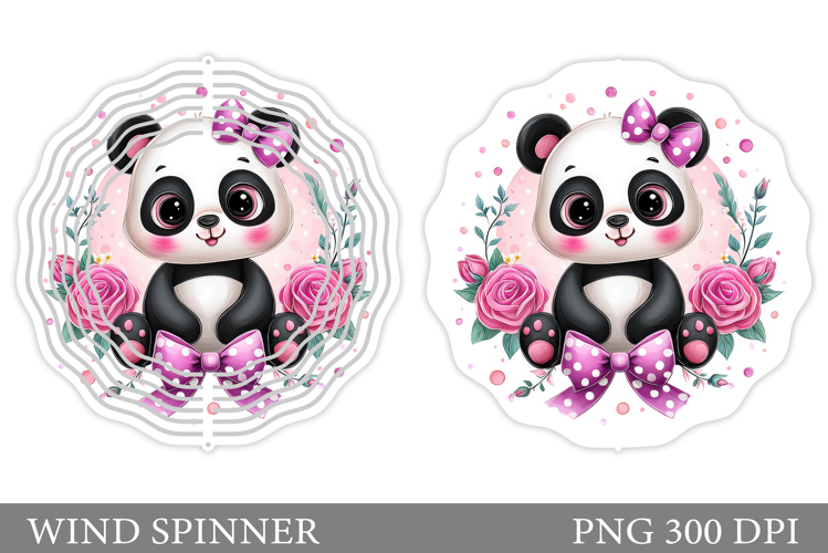 Cute Panda Wind Spinner. Panda Flowers Wind (5710083)