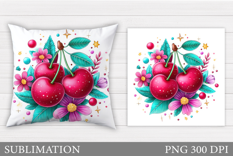Cherry Pillow Design. Cute Cherry Sublimation (5601427)