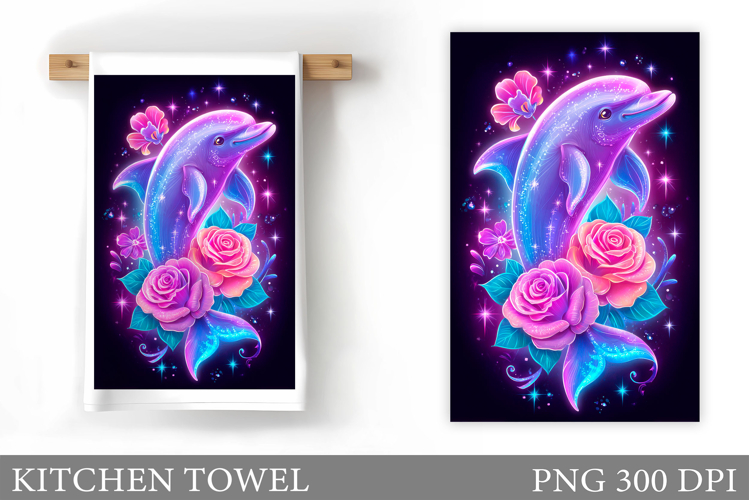Dolphin Kitchen Towel. Sea Kitchen Towel Design (6426688)