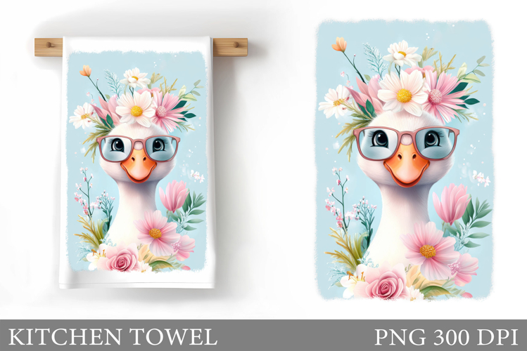 Cute Goose Kitchen Towel Design. Goose Flowers (5478327)
