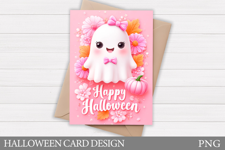 Cute Halloween Card Design. Halloween Ghost Card (5892092)