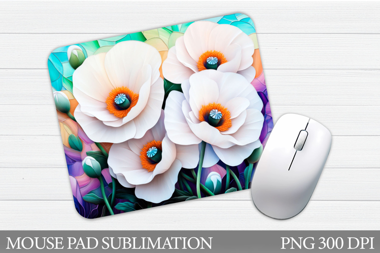 Poppies Mouse Pad Sublimation. Floral Mouse Pad (5384284)
