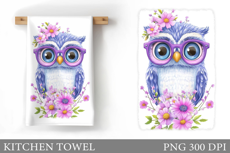 Cute Owl Kitchen Towel. Owl Flowers Kitchen Towel (5478258)