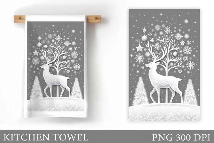 Reindeer Kitchen Towel. Christmas Kitchen Towel (6353316)