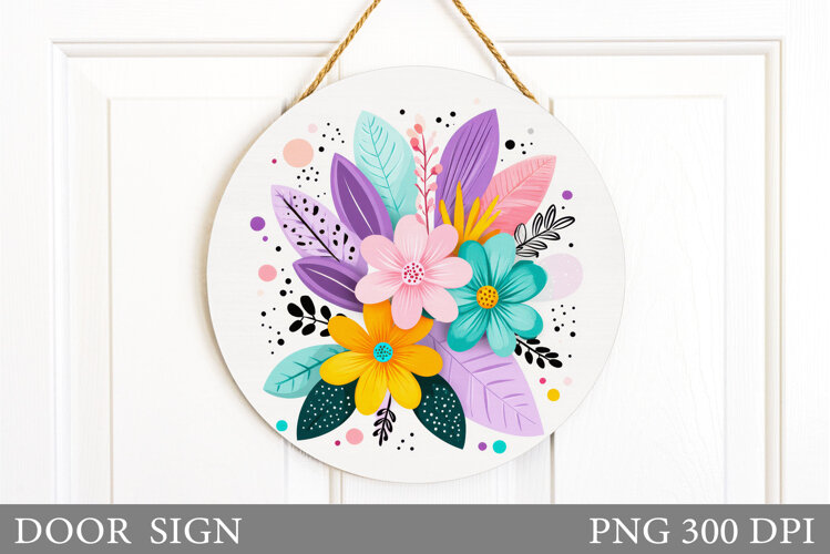 Flowers Door Sign Design. Floral Door Sign (6451798)