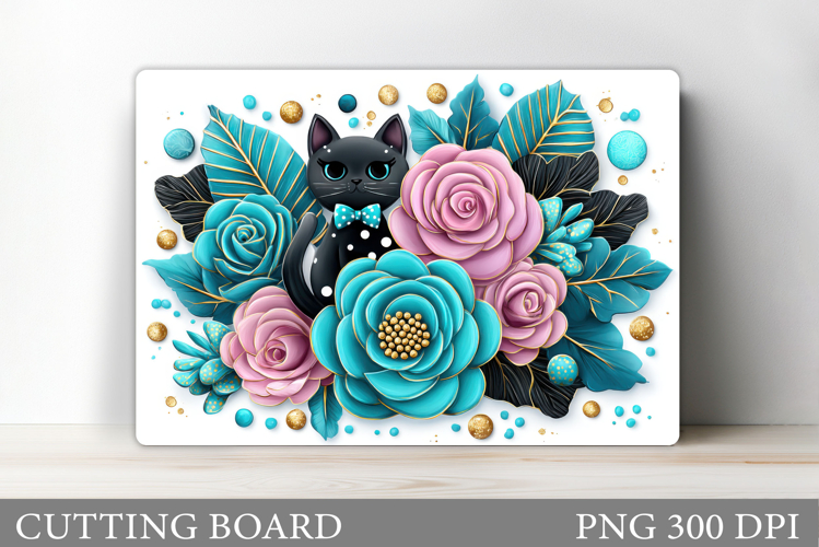 Cute Cat Cutting Board. Cat Flowers Cutting Board (5615843)