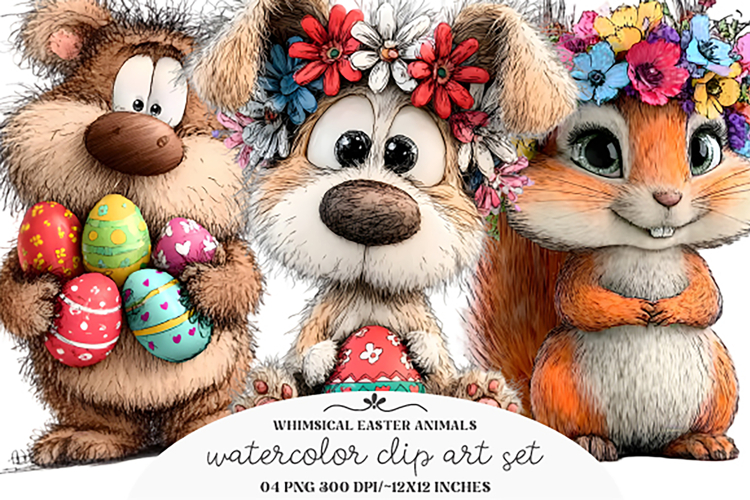 Whimsical Easter Animals Clipart (6456381)
