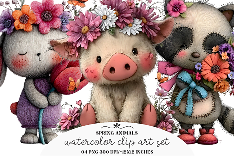 Whimsical Spring Animals Clipart