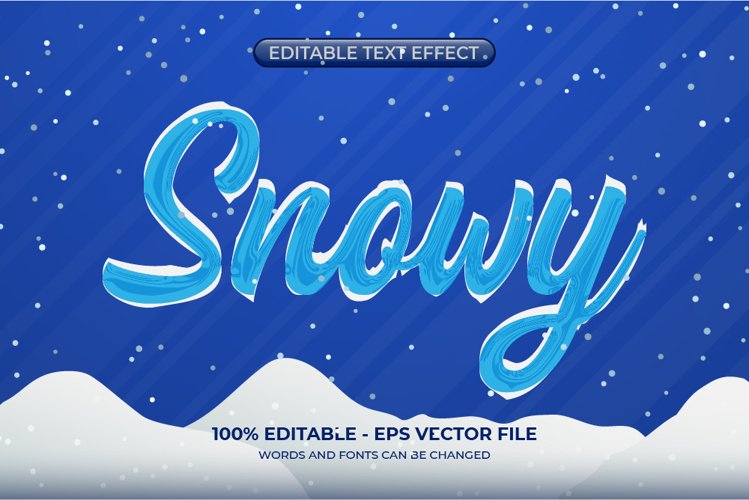 Snowy text effect with snowflakes stuck to letters
