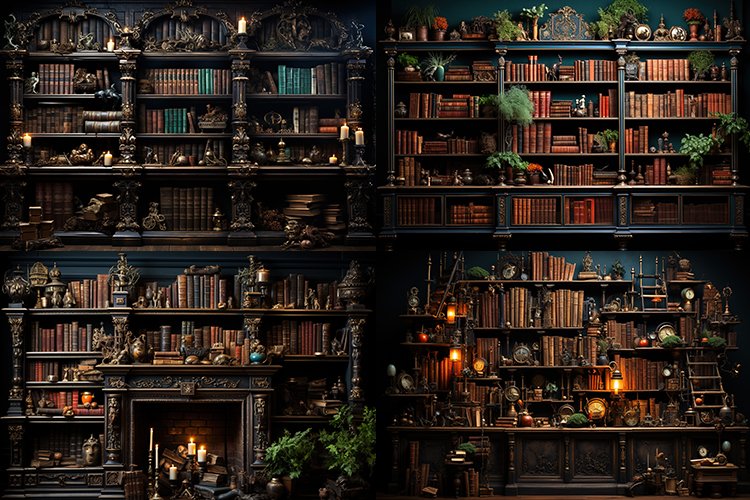 the bookshelf of the library