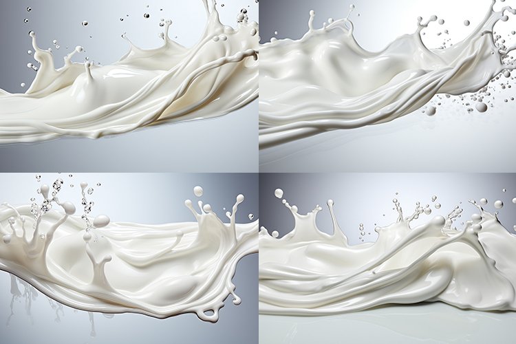 arafly flowing milk splashing on a gray surface