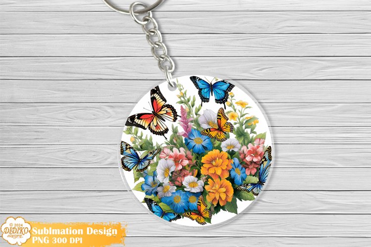 Butterflies Keychain Sublimation, Farmhouse (3995667)