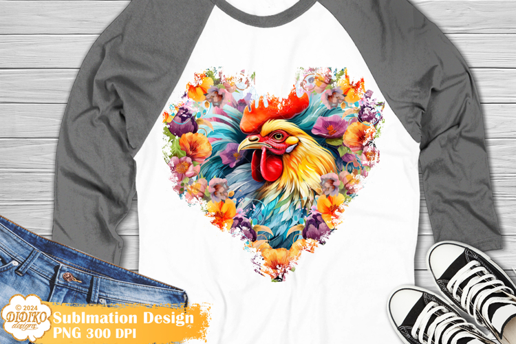 Cute Roaster Shirt Sublimation, Amazing Flowers Background