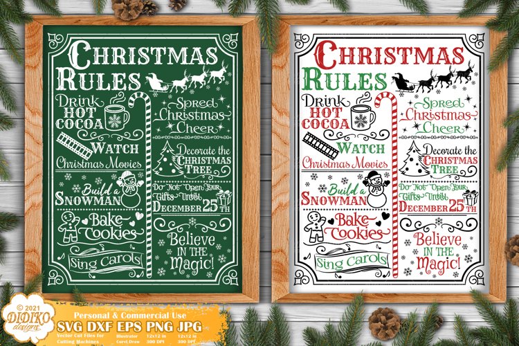 Christmas Rules SVG, Christmas Farmhouse Sign Svg, Quotes (1642548 ...