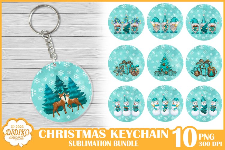 Christmas Keychain Bundle Sublimation, Winter Keychain Png
