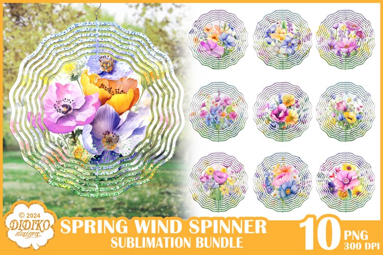 Flowers Wind Spinner Bundle Sublimation ,Spring Spinner Png