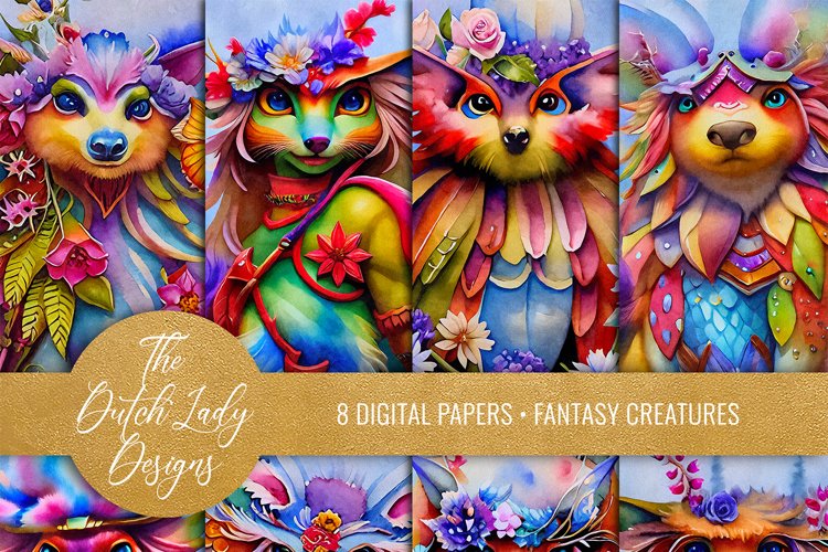 Colorful Fantasy Creatures - Scrapbook Papers