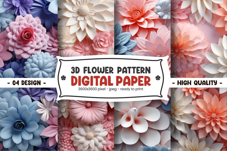 3D FLOWER PATTERN DIGITAL PAPER (5085875)
