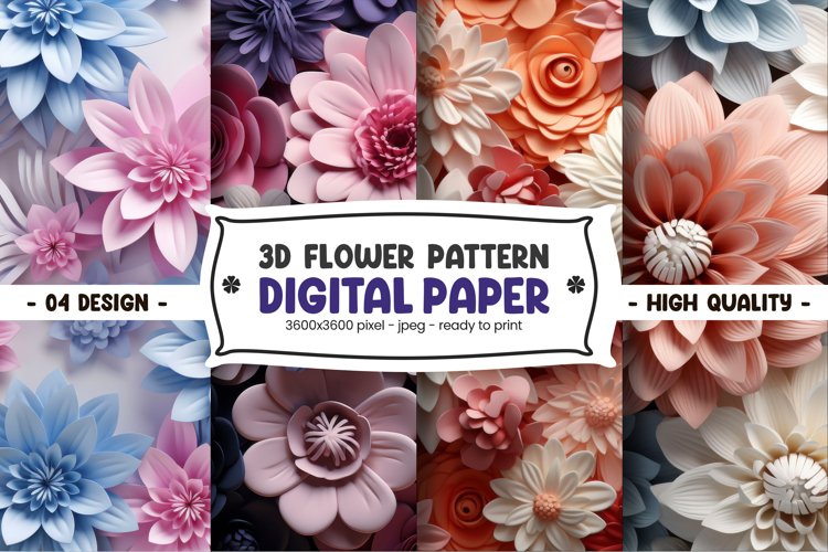 3D FLOWER PATTERN DIGITAL PAPER (5085873)