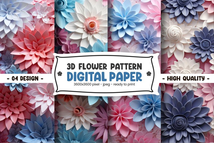 3D FLOWER PATTERN DIGITAL PAPER (5085880)