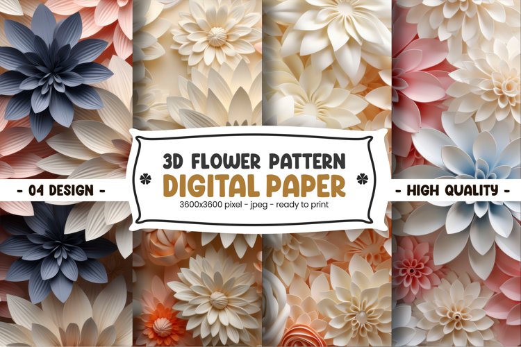 3D FLOWER PATTERN DIGITAL PAPER (5085881)