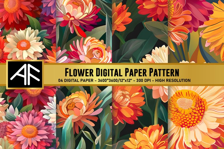 Straw Flower Digital Paper Pattern