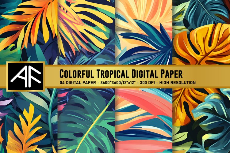 Colorful Tropical DIgital Paper Pattern