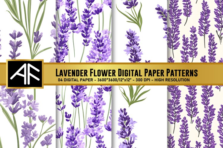 Lavender Flower Digital Paper Patterns (4863233)