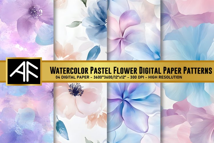 Watercolor Pastel Flower Digital Paper Pattern (4853618)