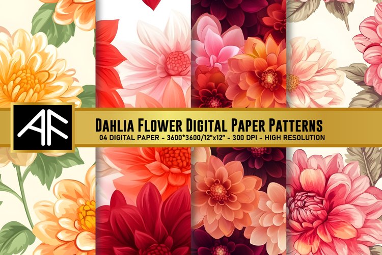 Dahlia Flower DIgital Paper Patterns (4863100)