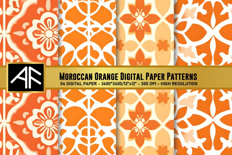 Moroccan Orange Digital Paper Patterns (4849064)