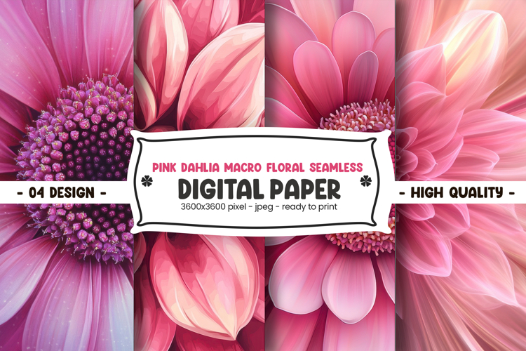 Pink dahlia macro floral seamless digital paper