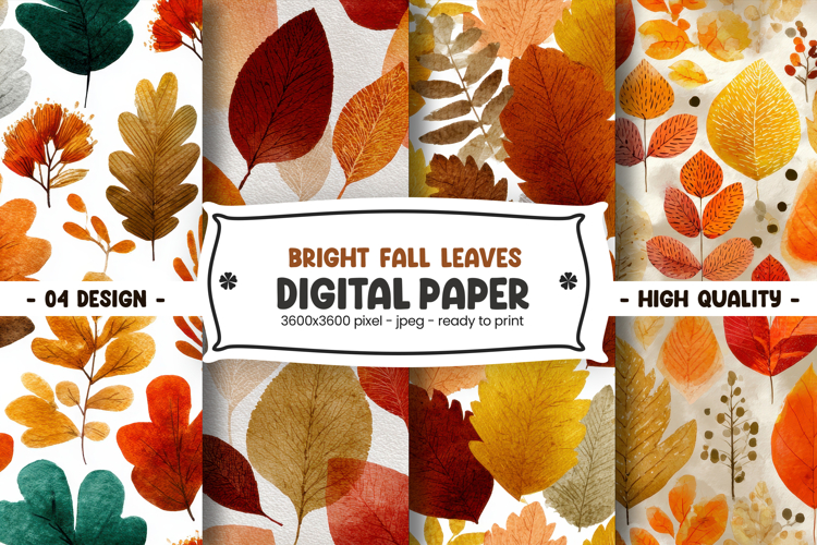 Bright Fall Leaves Digital Paper