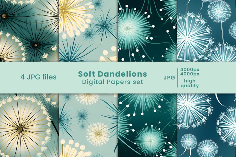 soft dandelions digital papers and papers
