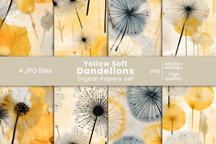 yellow soft dandelions digital papers and patterns