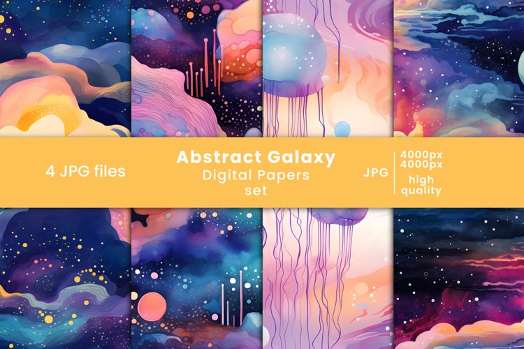 Watercolor abstract galaxy digital paper and pattern designs