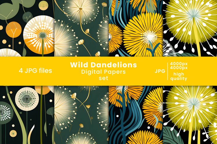 wild dandelions digital papers and patterns