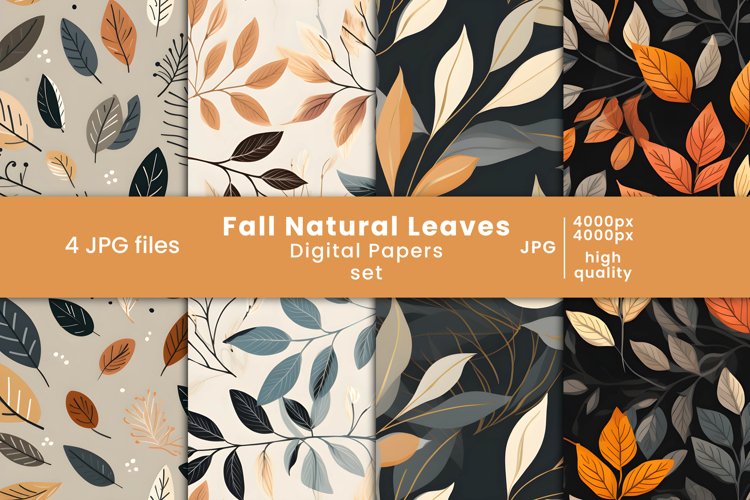 fall natural leaves digital paper and patterns