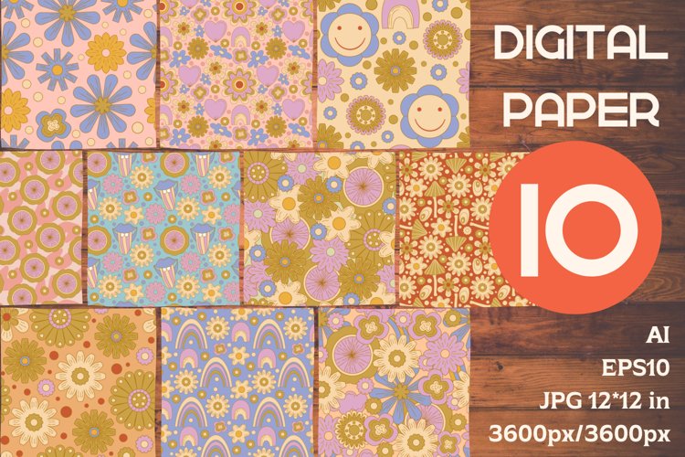 Retro Groovy Backgrounds | Design Bundles