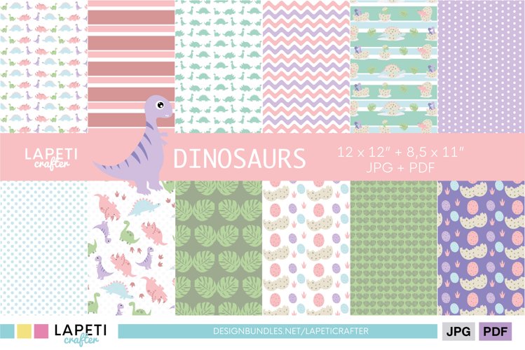 Dinosaur digital paper pack| 12x12 & Letter size