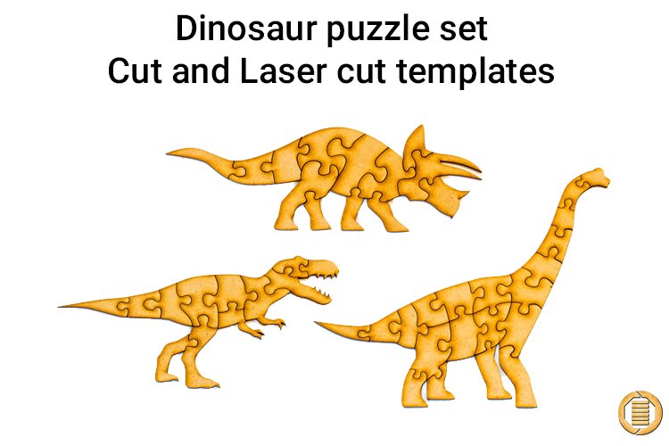 Dinosaur puzzle laser cut template glowforge SVG files diy