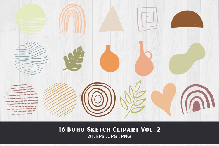 Boho Sketch Clipart Vol.2 | 16 Variations