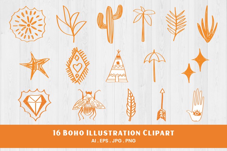 Boho Illustration Clipart | 16 Variations