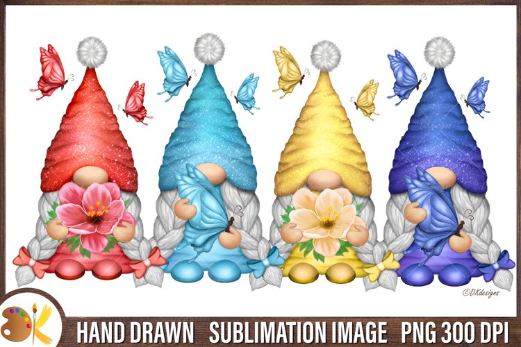 Spring Gnomes Png Sublimation, Flower Gnome, (2418481)