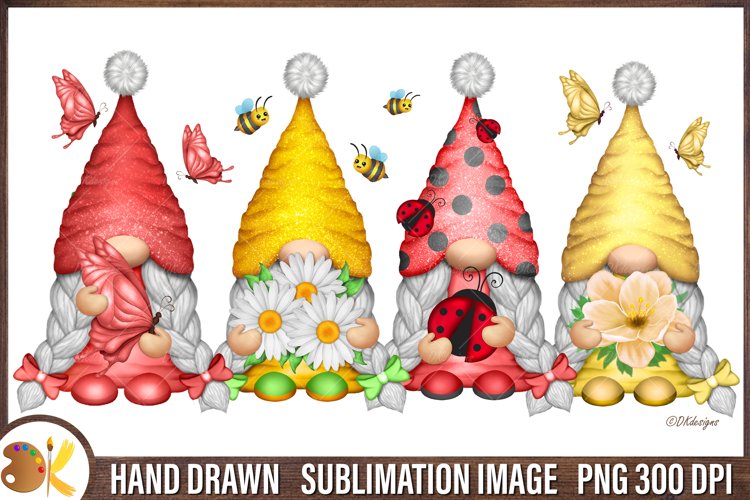 Spring Gnomes Sublimation Png, Flower Gnome, Lady Bug Gnome
