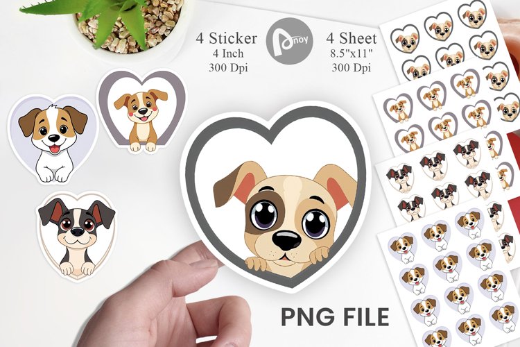Sticker Heart Dog (5088816)