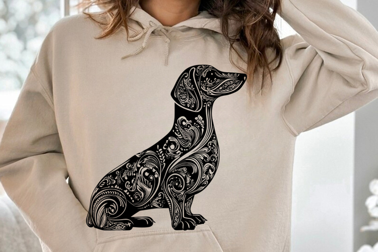 Floral Dog Silhouette, Botanical Clipart , Dog (6576981)