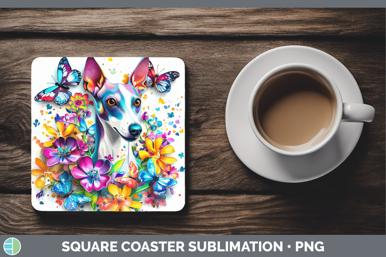 Dogs 01 Adorable Greyhound Square Coaster Sublimation Coaste