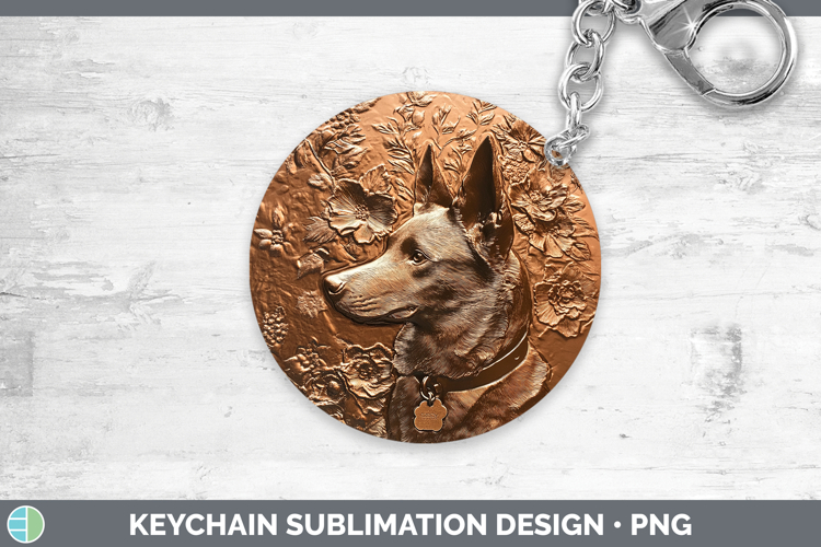 Dogs 01 Copper Relief Australian Kelpie Keychain Sublimation