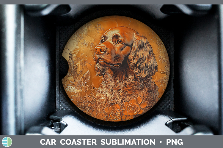 Dogs 01 Copper Relief Cocker Spaniel Car Coaster Sublimation
